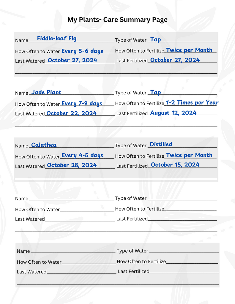 The Ultimate Plant Watering & Fertilizing Log – Trillium Living